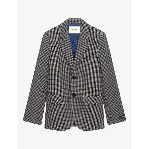 Zadig&Voltaire Vanille Checked Lapel-collar Wool-blend Blazer