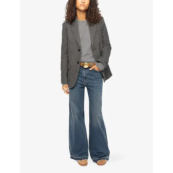 Zadig&Voltaire Vanille Checked Lapel-collar Wool-blend Blazer
