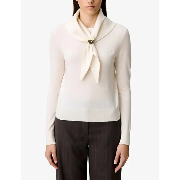 Claudie Pierlot Removable-scarf Wool And Cashmere-blend Jumper