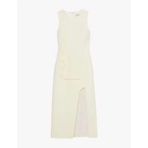 Claudie Pierlot Button-embellished Cut-out Woven Midi Dress - Ecru