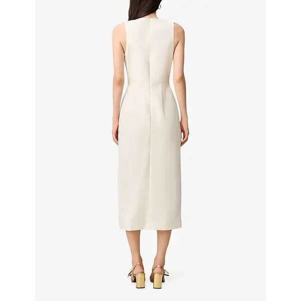 Claudie Pierlot Button-embellished Cut-out Woven Midi Dress
