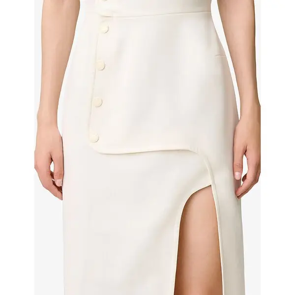 Claudie Pierlot Button-embellished Cut-out Woven Midi Dress