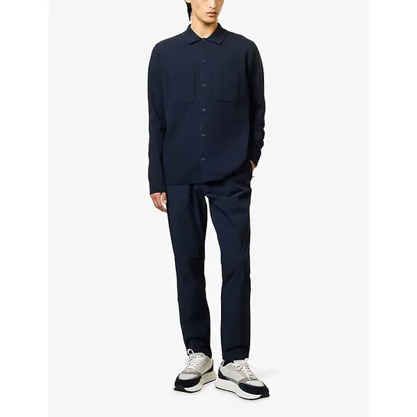 ARNE Knitted Woven Overshirt Xxl - Navy