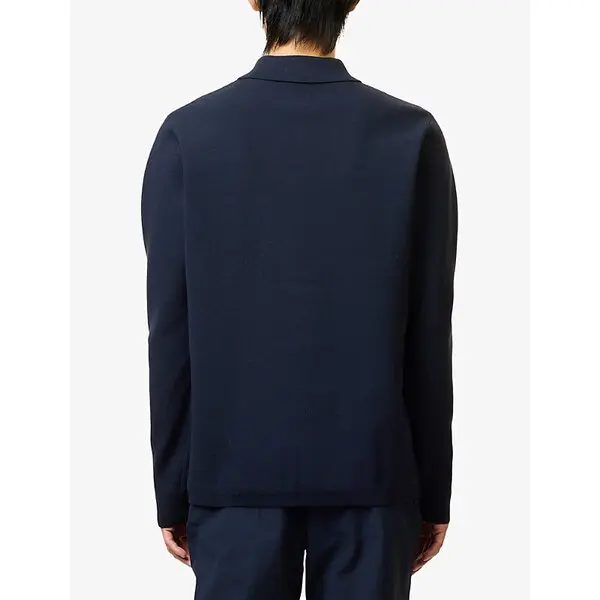 ARNE Knitted Woven Overshirt Xxl - Navy