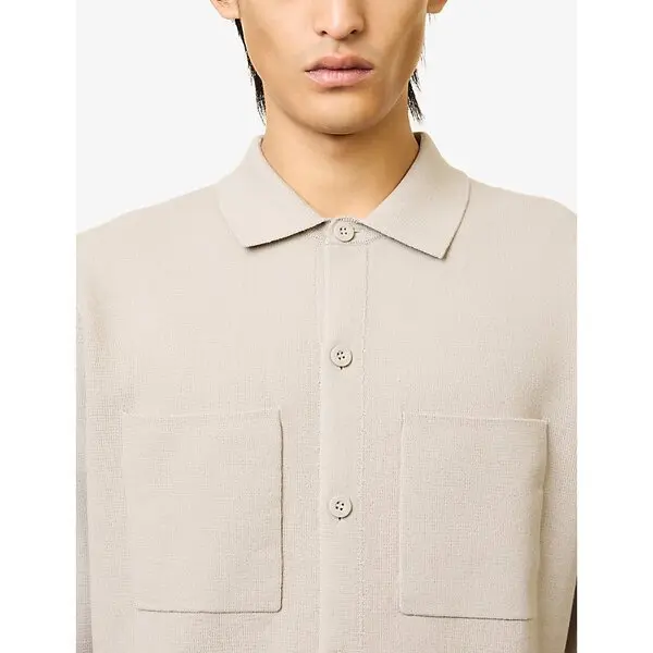 ARNE Knitted Woven Overshirt - Stone