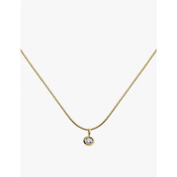 Monica Vinader Oval 18ct Vermeil And Lab-grown Diamond Necklace - Gold