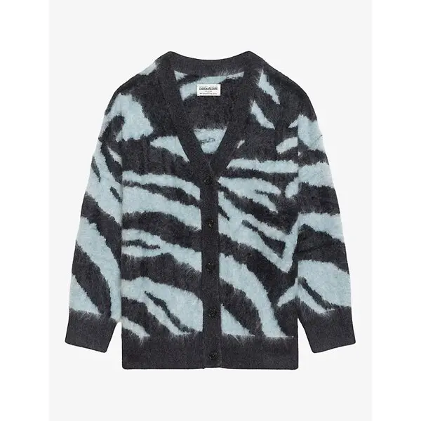 Zadig&Voltaire Arpa Jacquard-pattern Cashmere Cardigan - Anthracite