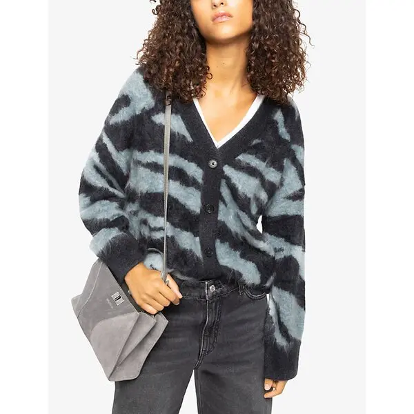 Zadig&Voltaire Arpa Jacquard-pattern Cashmere Cardigan - Anthracite