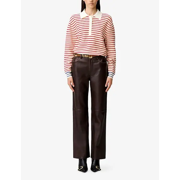 Claudie Pierlot Straight-leg Mid-rise Leather Trousers