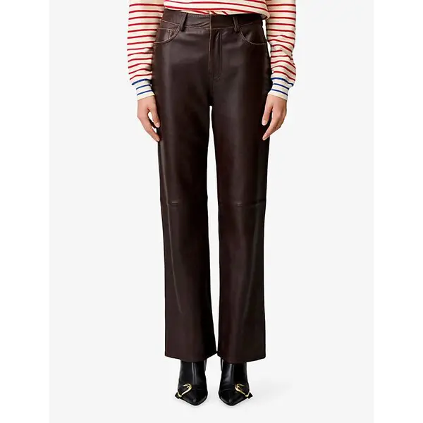 Claudie Pierlot Straight-leg Mid-rise Leather Trousers