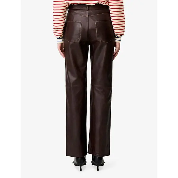 Claudie Pierlot Straight-leg Mid-rise Leather Trousers
