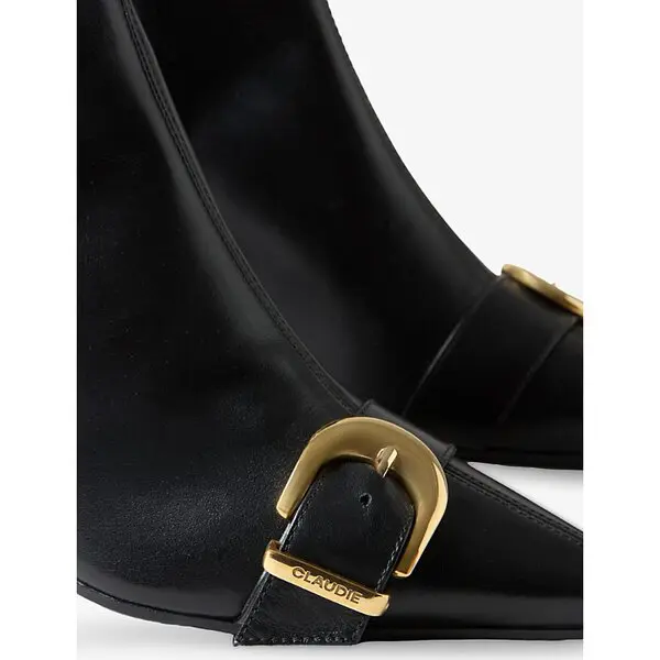 Claudie Pierlot Buckle-embellished Leather Heeled Ankle Boots