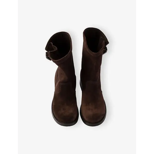 Prada Buckled Suede Mid-calf Boots
