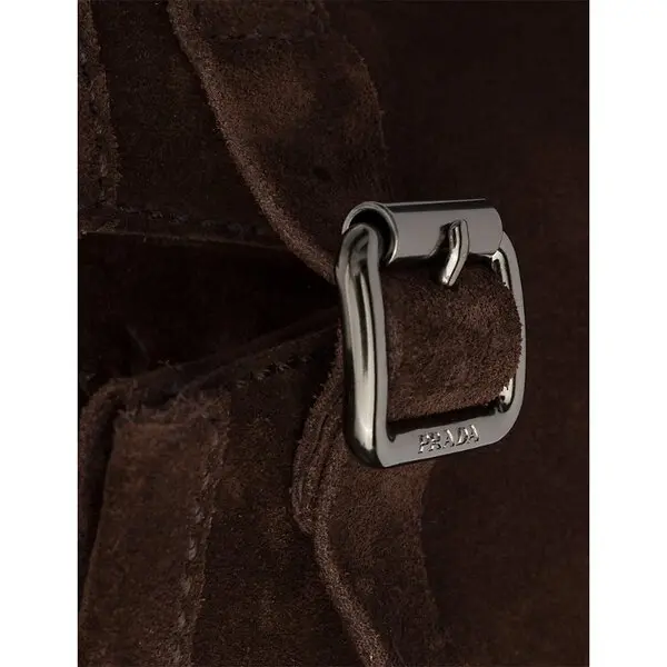 Prada Buckled Suede Mid-calf Boots