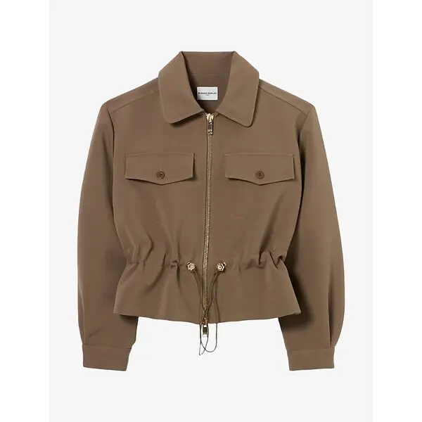 Claudie Pierlot Flap-pocket Drawstring-waist Woven Jacket - Khaki