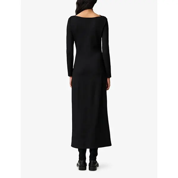 Claudie Pierlot Button-embellished Ruched Jersey Maxi Dress