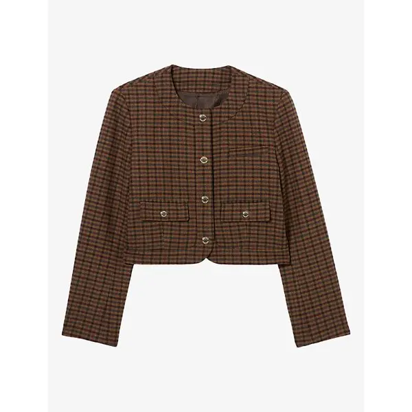 Claudie Pierlot Checked Cropped Wool-blend Jacket
