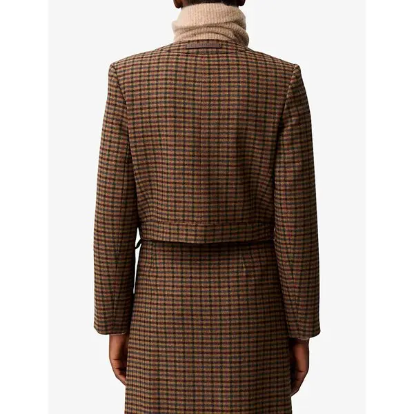 Claudie Pierlot Checked Cropped Wool-blend Jacket