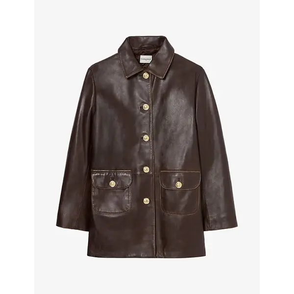 Claudie Pierlot Distressed-effect Relaxed-fit Leather Jacket