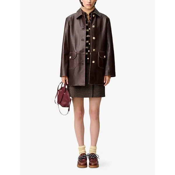 Claudie Pierlot Distressed-effect Relaxed-fit Leather Jacket