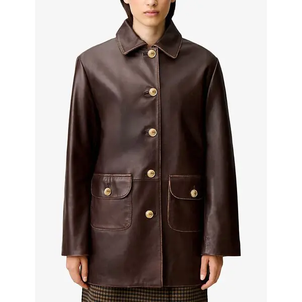 Claudie Pierlot Distressed-effect Relaxed-fit Leather Jacket