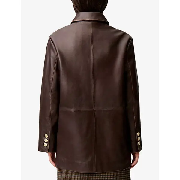Claudie Pierlot Distressed-effect Relaxed-fit Leather Jacket