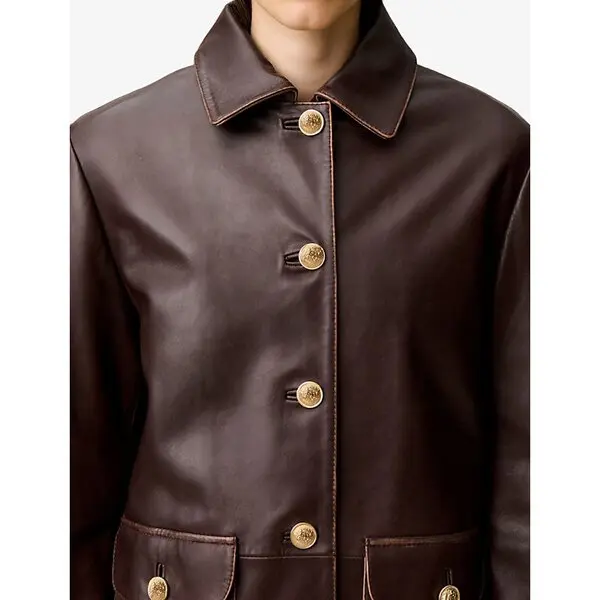Claudie Pierlot Distressed-effect Relaxed-fit Leather Jacket