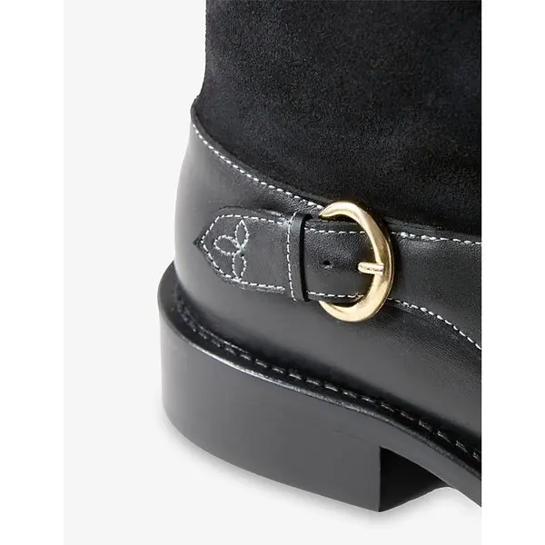 Claudie Pierlot Panelled Suede And Leather Mid-calf Boots