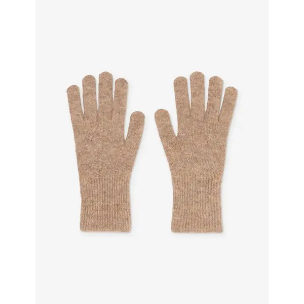 Claudie Pierlot Brushed-texture Wool-blend Gloves - Camel