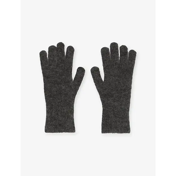 Claudie Pierlot Brushed-texture Wool-blend Gloves - Mottled Grey