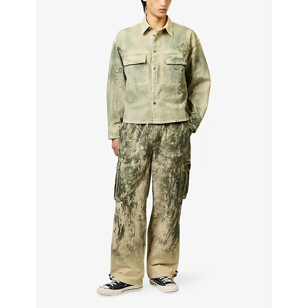 BRAIN DEAD Flight Stained Wide-leg Cotton Trousers