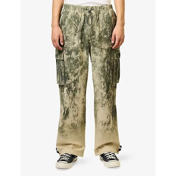 BRAIN DEAD Flight Stained Wide-leg Cotton Trousers