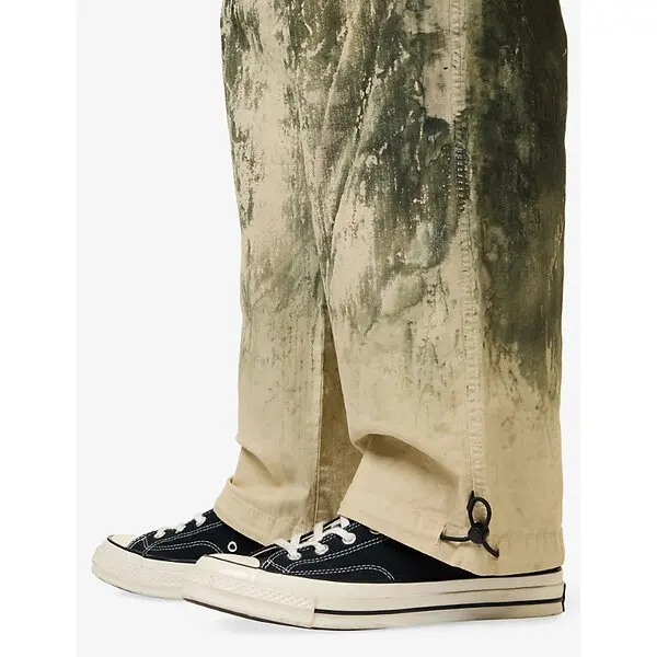 BRAIN DEAD Flight Stained Wide-leg Cotton Trousers