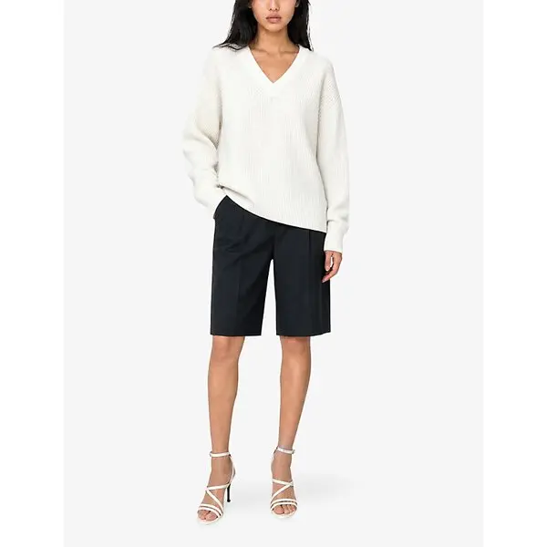 The Kooples Ribbed V-neck Wool Jumper