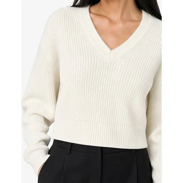 The Kooples Ribbed V-neck Wool Jumper