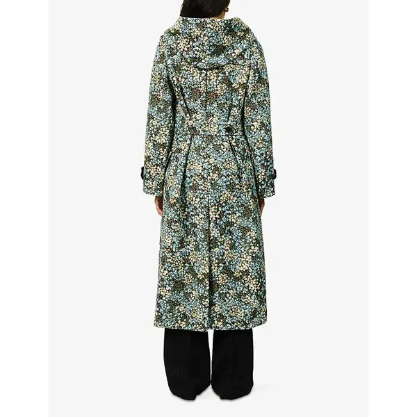 Dries Van Noten Hooded Floral Jacquard Duffle Coat