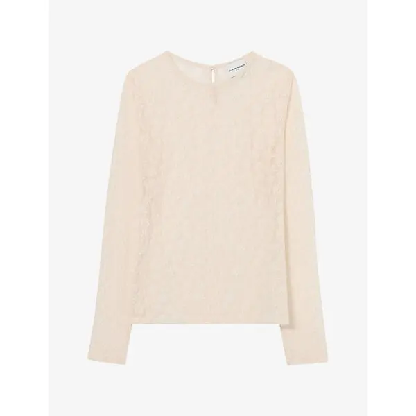 Claudie Pierlot Floral-pattern Slim-fit Lace Top - Ecru
