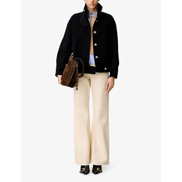 Claudie Pierlot High-neck Relaxed-fit Wool-blend Coat