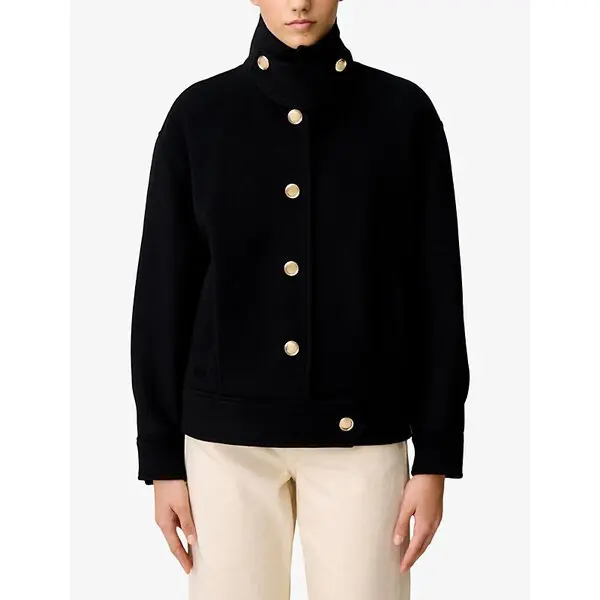 Claudie Pierlot High-neck Relaxed-fit Wool-blend Coat