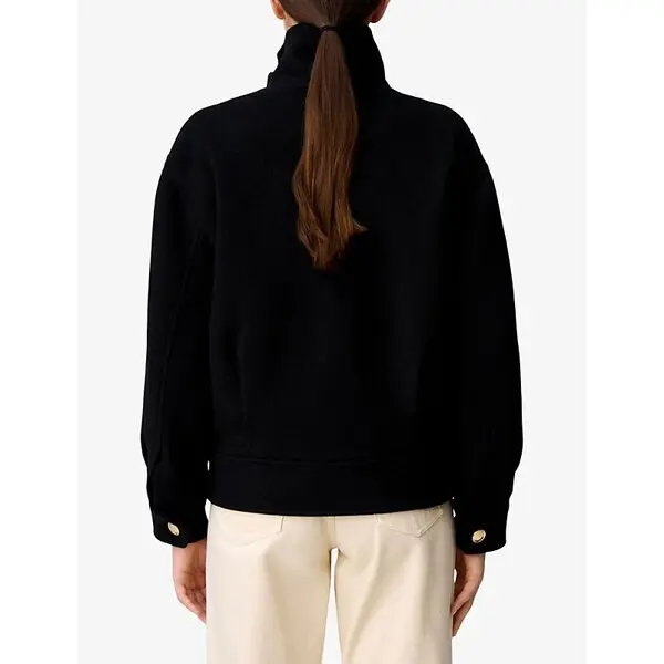Claudie Pierlot High-neck Relaxed-fit Wool-blend Coat