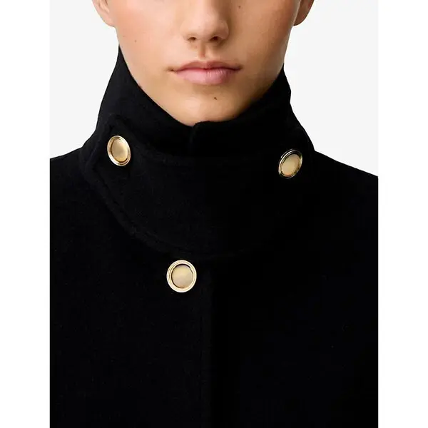 Claudie Pierlot High-neck Relaxed-fit Wool-blend Coat