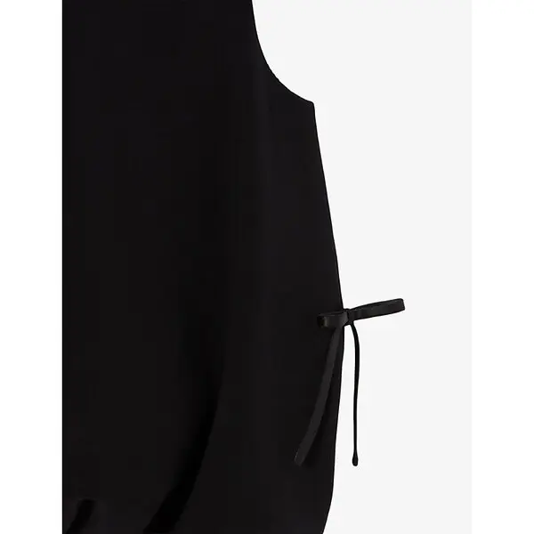 Claudie Pierlot Sleeveless Bow-detail Stretch-satin Blouson Top