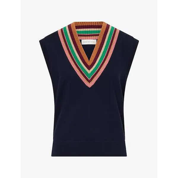 Dries Van Noten V-neck Striped Wool Vest
