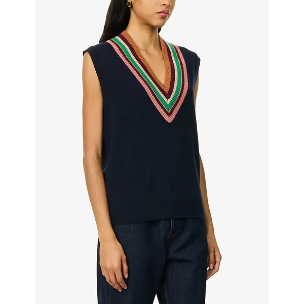 Dries Van Noten V-neck Striped Wool Vest