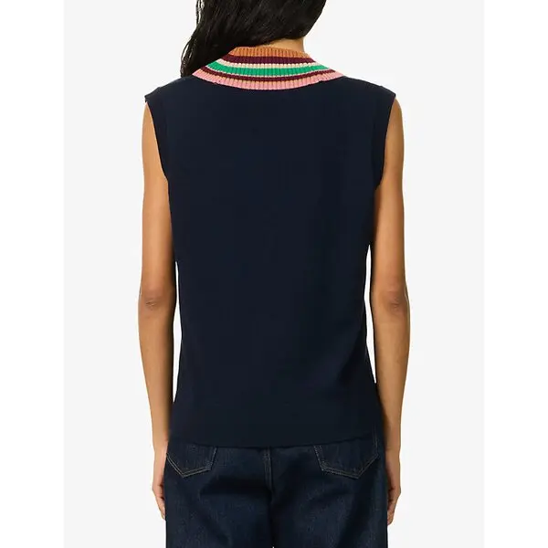 Dries Van Noten V-neck Striped Wool Vest