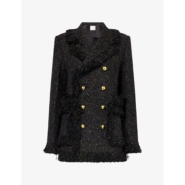 Sacai Double-breasted Tweed Wool-blend Jacket