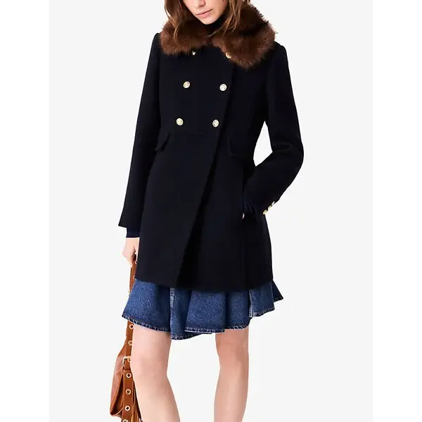 Maje Collared Button-down Wool-blend Coat