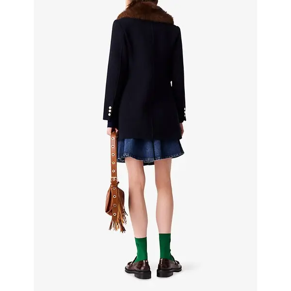 Maje Collared Button-down Wool-blend Coat