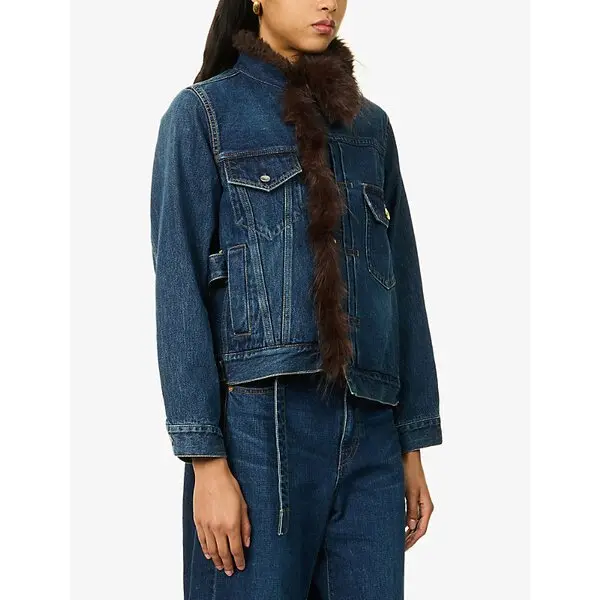 Sacai Faux-fur Trim Denim Jacket