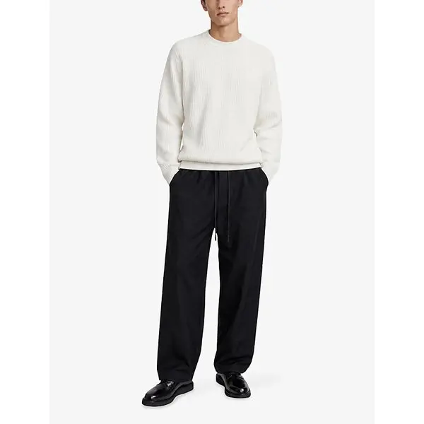 The Kooples Drawstring Straight-leg Stretch Wool-blend Trousers